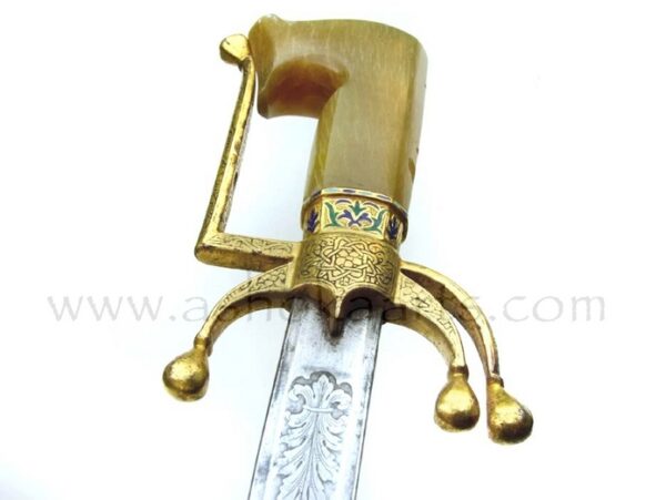 Moroccan Nimcha or Saif sword Mounted with Gold and Enamel - Antique ...