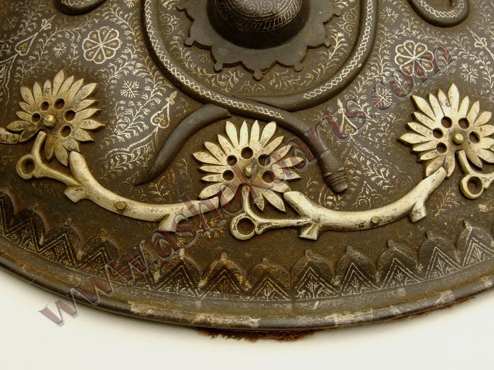 Fine Damascened steel Shield Ajairgarh North India - Antique Swords and ...