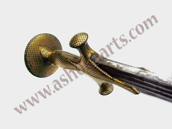 Gold decorated Indian Tulwar sword - Antique Swords and Weapons | Arms ...