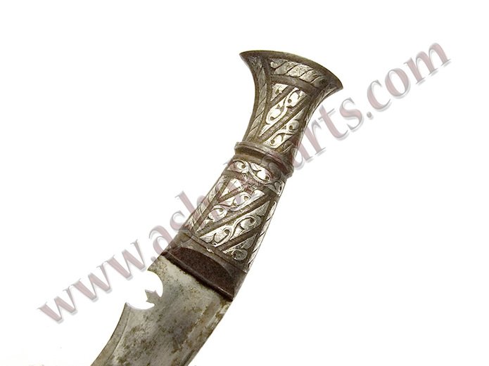 Nepalese kukri with silver inlaid hilt - Antique Swords and Weapons ...