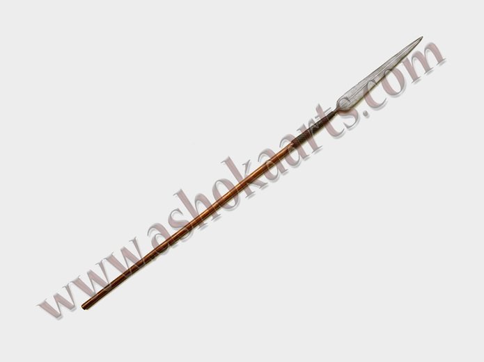 classic shape Zulu Iklwa spear with long blade and woven wire collar ...