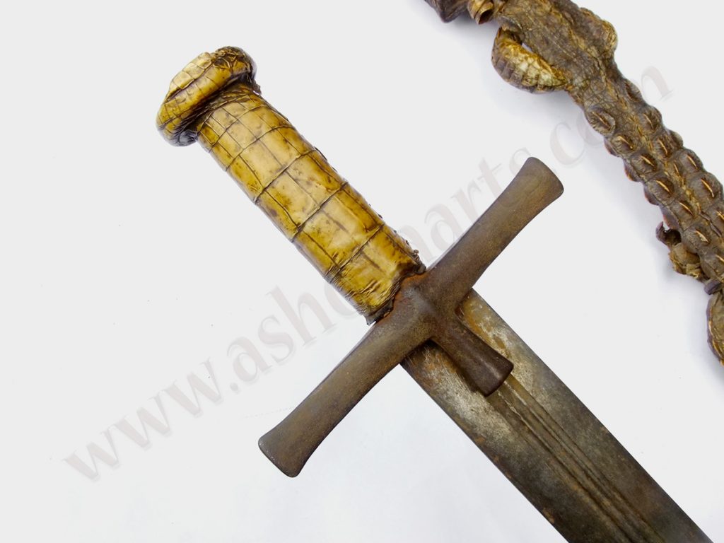 Sudanese Mahdist Kaskara sword with crocodile sheath